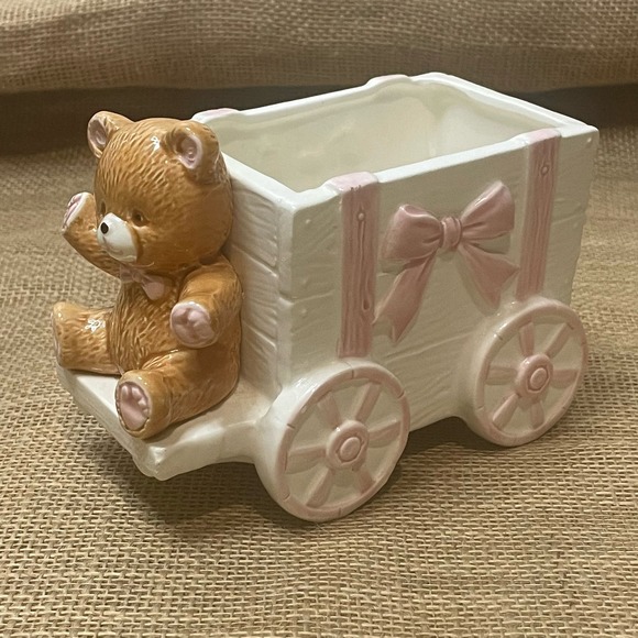 Lefton | Accents | Lefton Vintage 986 Girls Teddy Bear With Cart Wagon ...